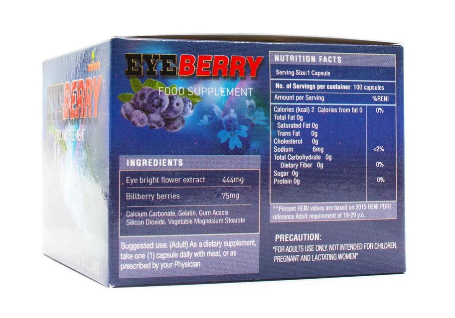 UNIHERB EYEBERRY Eye Bright Flower Extract / Billberry Berries 444mg ...