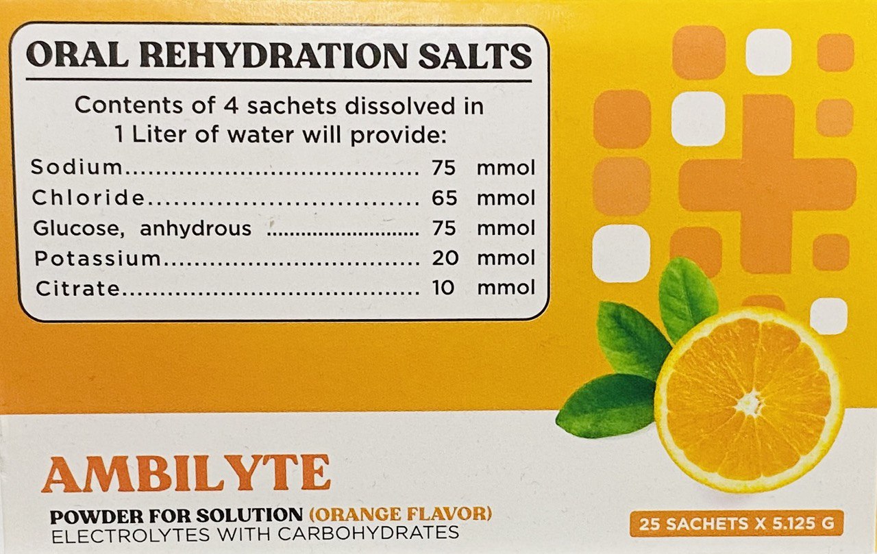AMBILYTE Oral Rehydration Salts 520mg / 2.7g Powder for Solution 5.125g ...