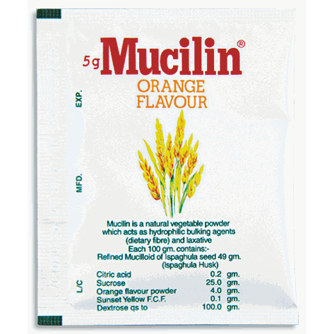 MUCILIN Plantago Ovata Forssk. (Ispaghula Husk) 2.45g / 5g Powder for ...